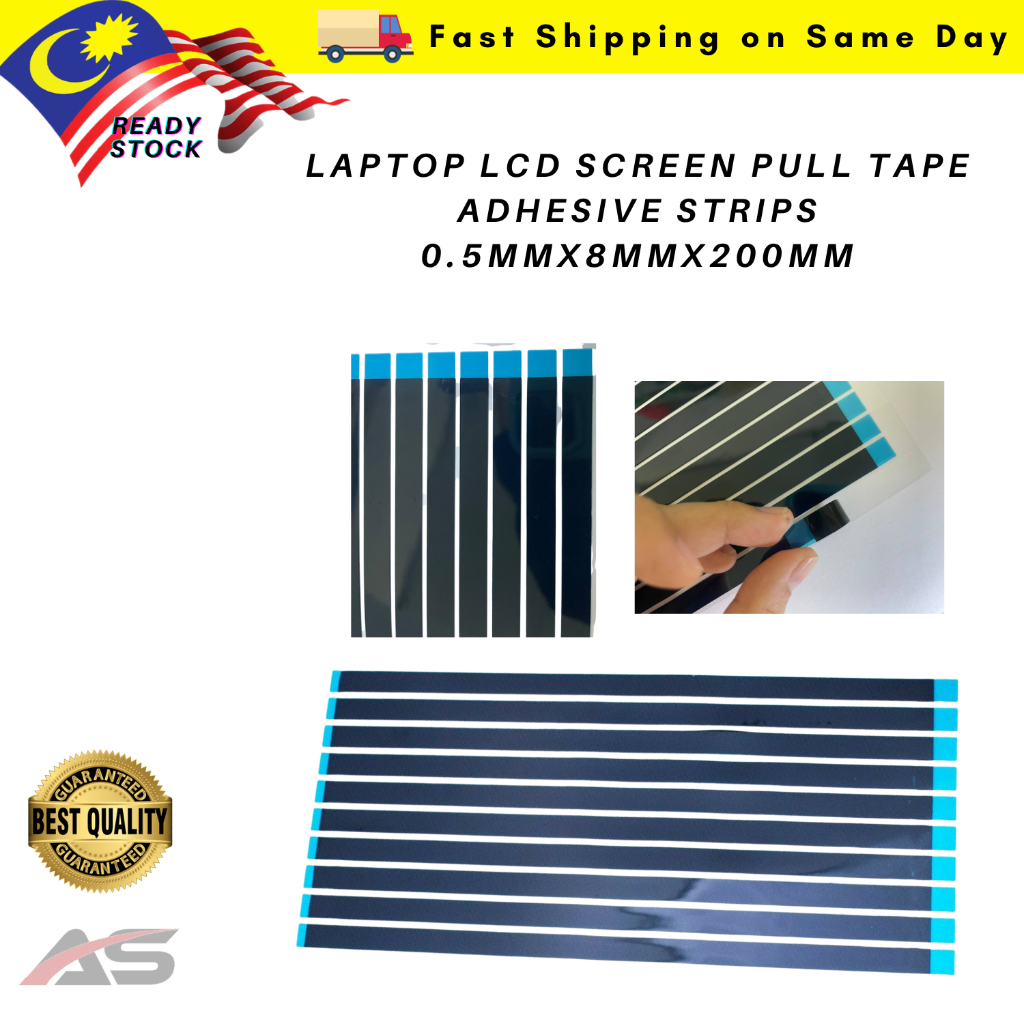 LAPTOP LCD SCREEN PULL TAPE ADHESIVE STRIPS 0.5MM X 8MM X 180MM (2PCS ...