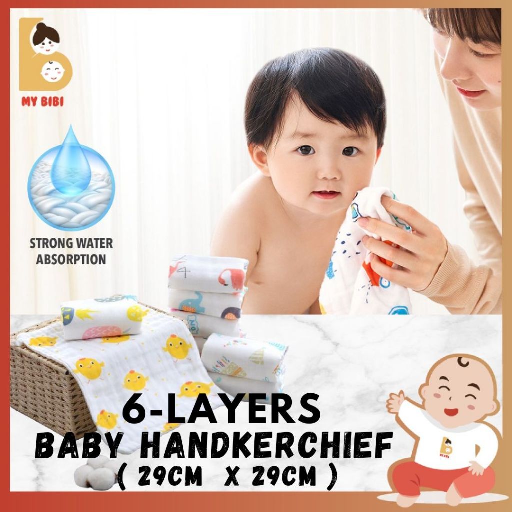 Baby Handkerchief 6 layer Cotton Soft Six Layers Gauze Newborn Baby ...