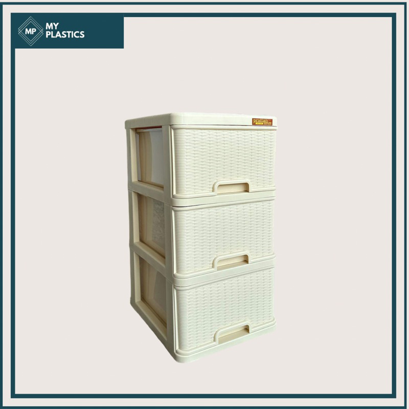 Plastic Drawer 3 Tier Storage Organizer Rattan Pattern | Shopee Malaysia