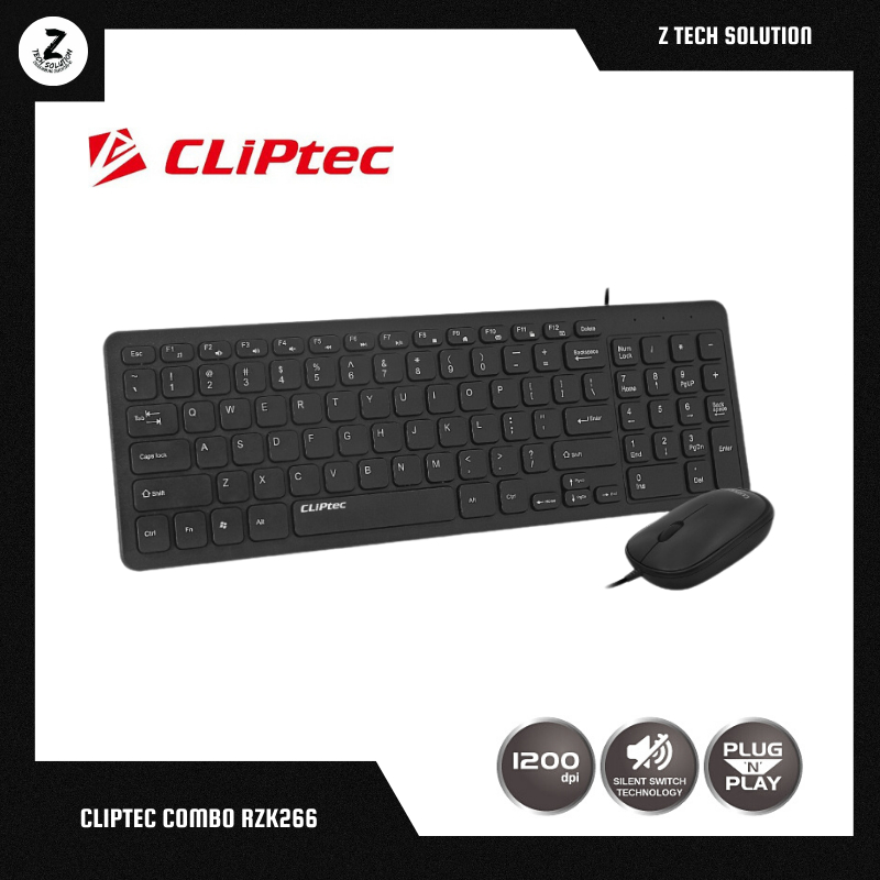 CLiPtec RZK266 USB Silent Multimedia Keyboard and Mouse COMBO SET ...