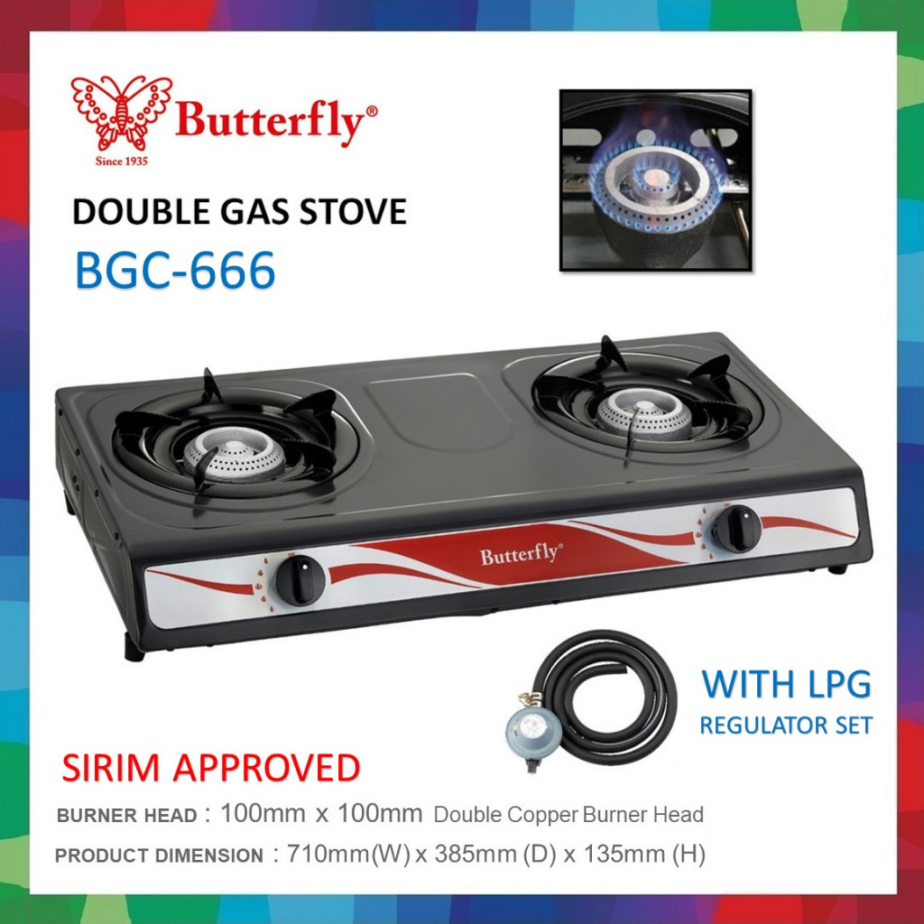 BUTTERFLY Double Gas Stove BGC85 BGC666 / KHIND GC1710 Gas Cooker ...