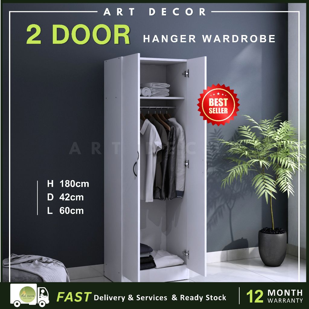 🇲🇾[READY STOCK]Almari 2 door wardrobe /Almari bajuReady Stock /2 Warna ...