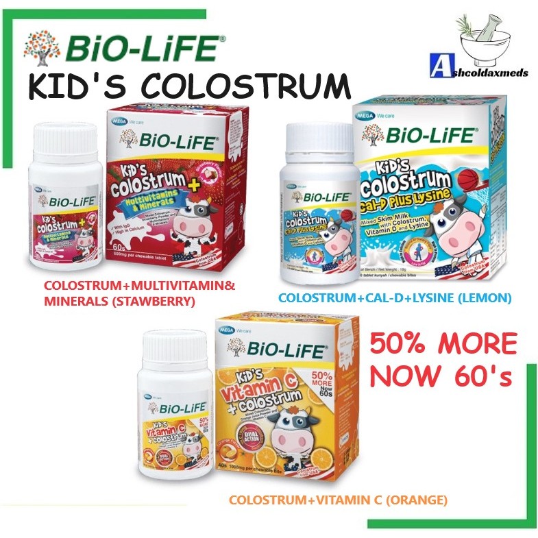 Bio-life Kid's Colostrum Multivitamin & Minerals 60s/Vitamin C 60s/Cal ...