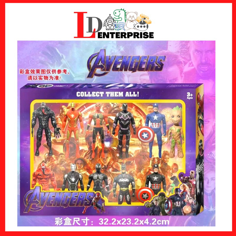 [LD]12pcs Action Figures Super Heros Captain America Iron Man Spider ...