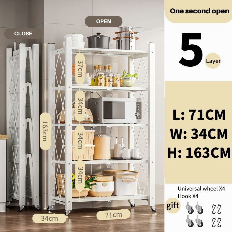 HM Foldable Storage Rack Kitchen Rack Microwave Oven shelf Kitchen ...