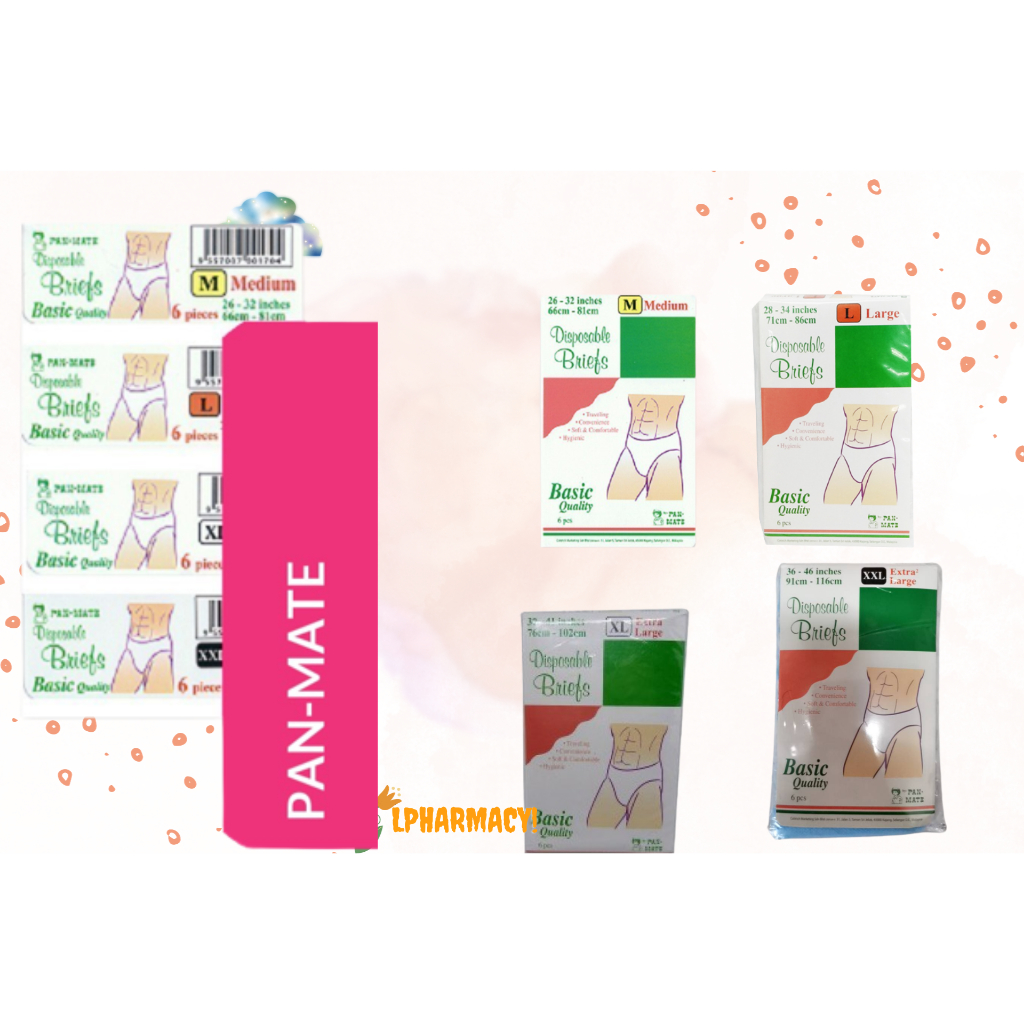 Pan-Mate Basic Disposable Briefs (Size M/L/XL,XXL) (6 Pieces) | Shopee ...