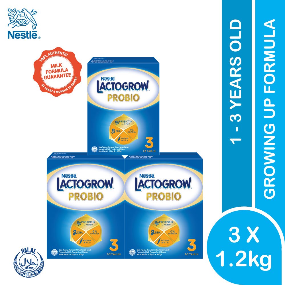 Nestle Lactogrow Probio 3 Milk Powder (1.2kg x 3) | Shopee Malaysia