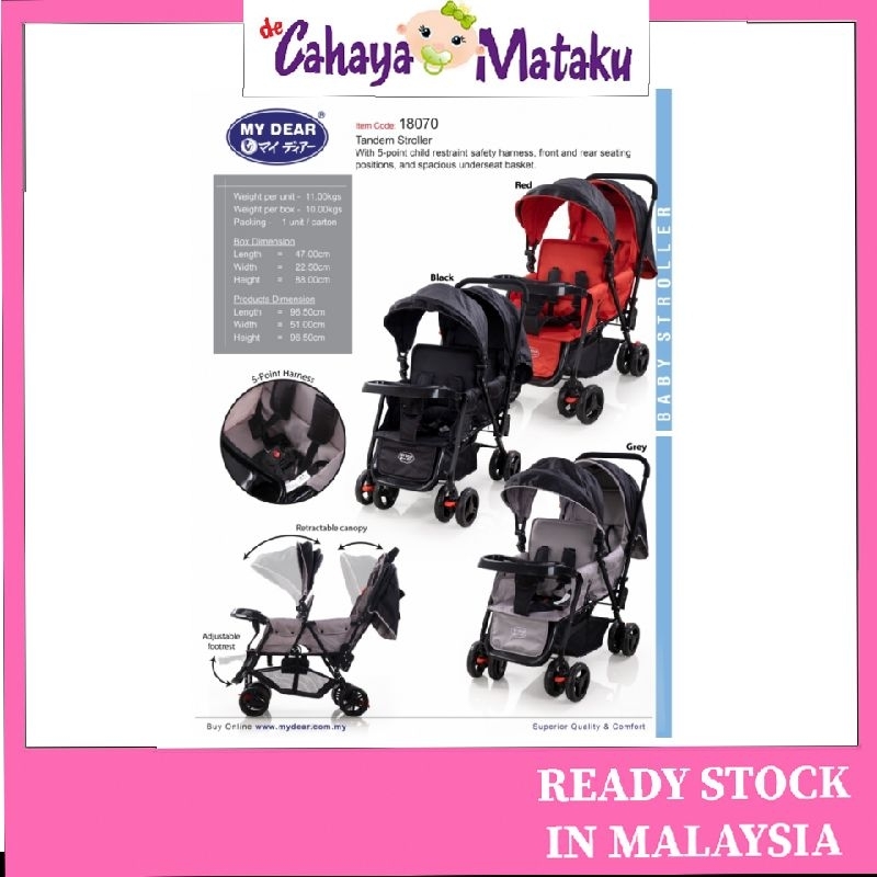 Kereta Tolak Bayi Kembar / Kereta Sorong Baby Kembar / Stroller Baby ...