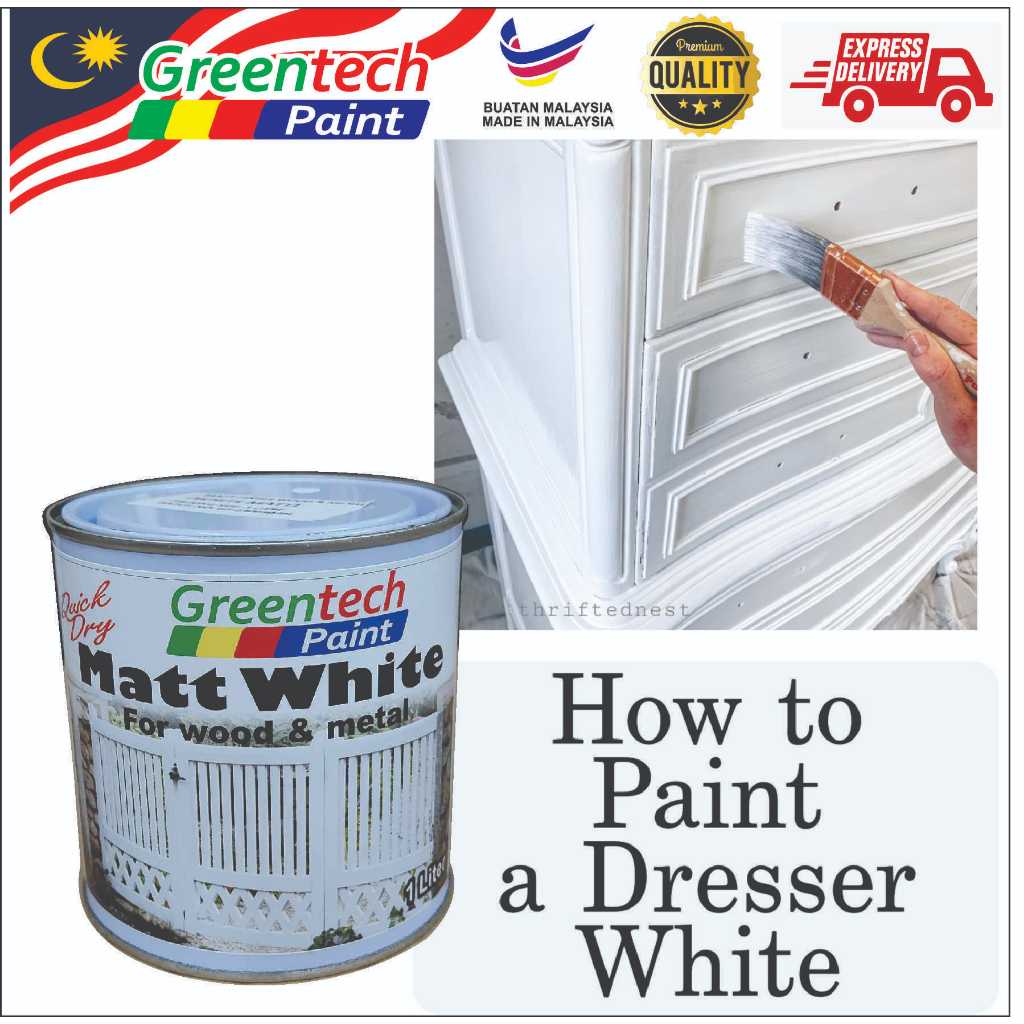 5L ( WHITE MATT ) GREENTECH PainT White Semi-Gloss (Matt) For Metal ...
