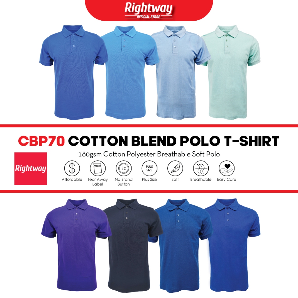 RIGHTWAY Cotton Blend Premium Casual Polo CBP70 Unisex 180gsm ...