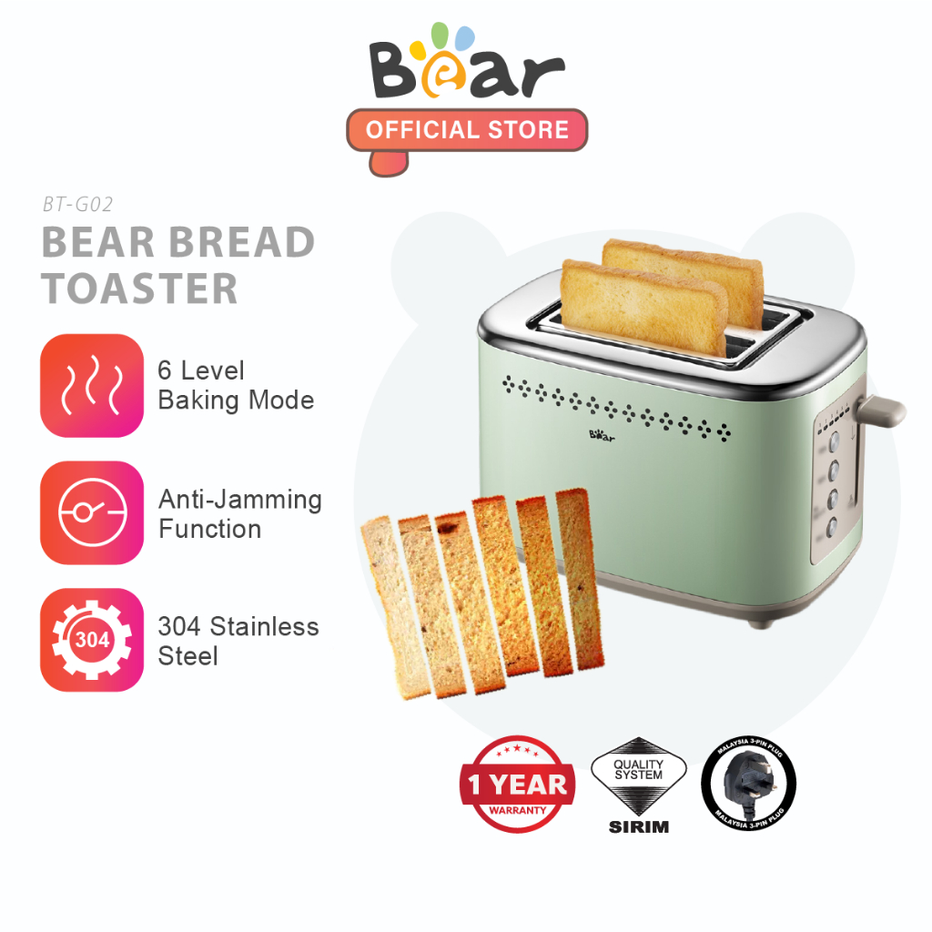 Bear Bread Toaster breakfast machine Mini 2 Slices Toaster Household ...