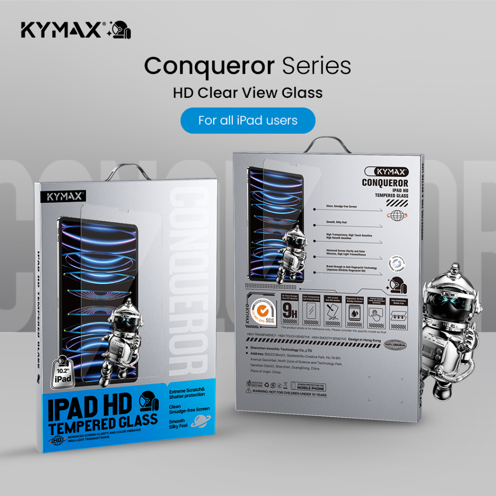 KYMAX iPad HD View Screen Protector Conqueror Series Ultra Thin 9H Tempered Glass Untuk iPad Air ...