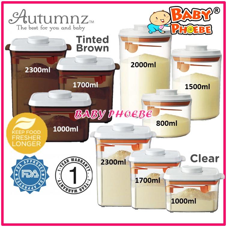 Autumnz One-Push Airtight Food Storage Container - Clear / Tinted Brown ...