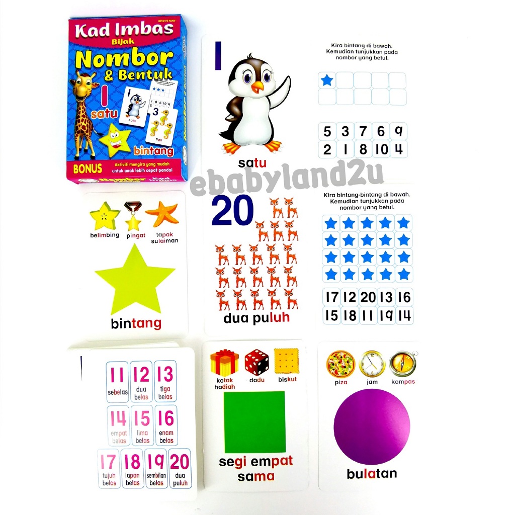 Early Learning Flash Card ABC Alphabet Number Animals Fruit Iqra Jawi ...