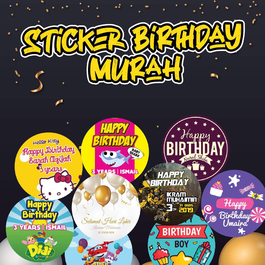 Sticker Doorgift Birthday | Sticker Hari Lahir | Sticker Happy Birthday ...