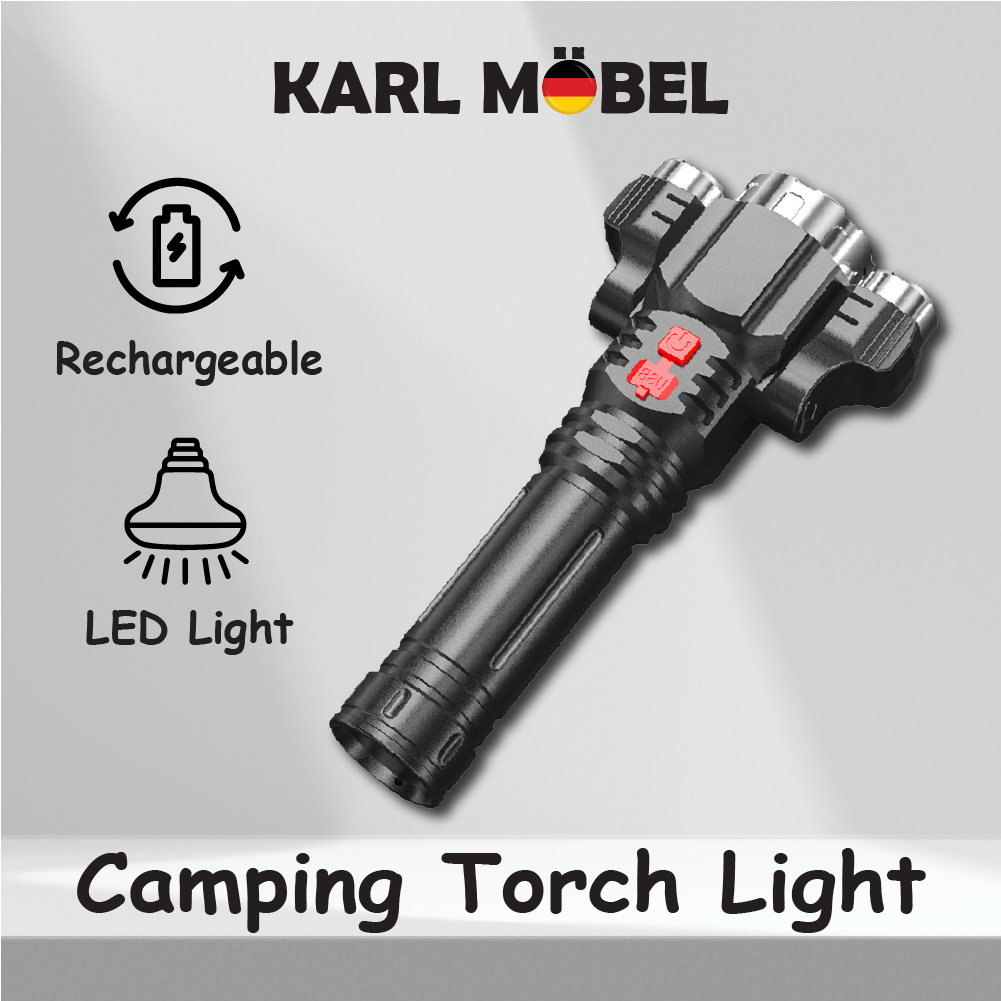 Camping torch light 3 LED Rechargeable waterproof Flashlight Super ...