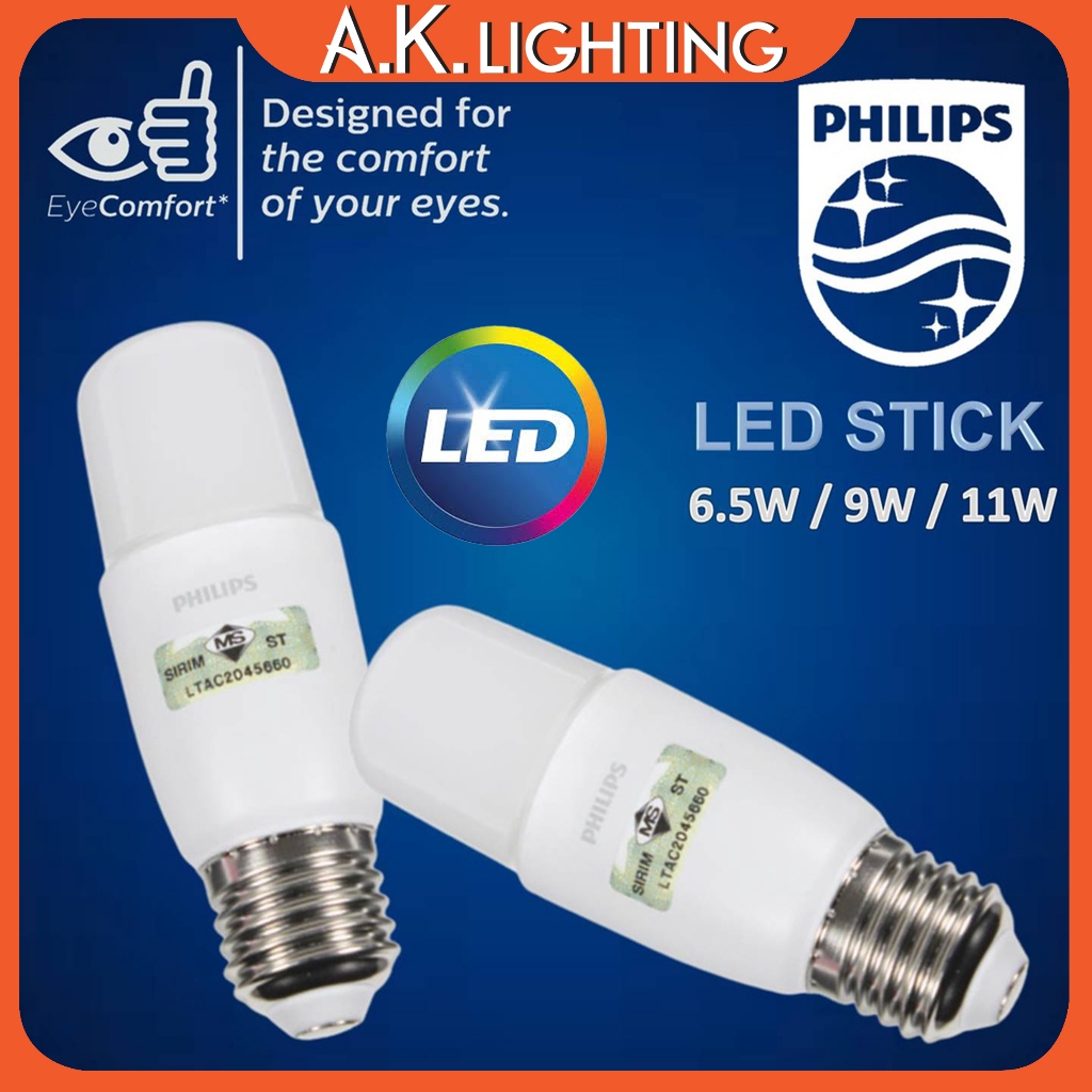 PHILIPS Essential LED Stick Bulb E27 6.5W/9.5W/11W | Shopee Malaysia