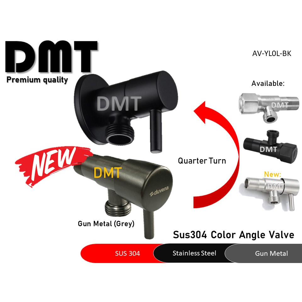 SUS304 Gun Metal Grey Black Angle Valve, Stainless Steel, Stop Control ...