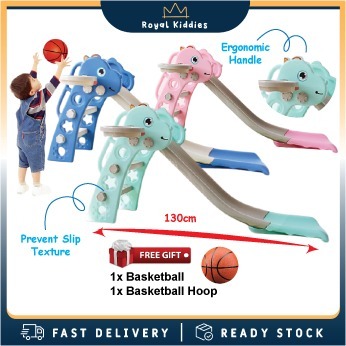 Kids Slide Home Playground Cute Dino Design (CP-18) 130CM (BLUE/PINK ...