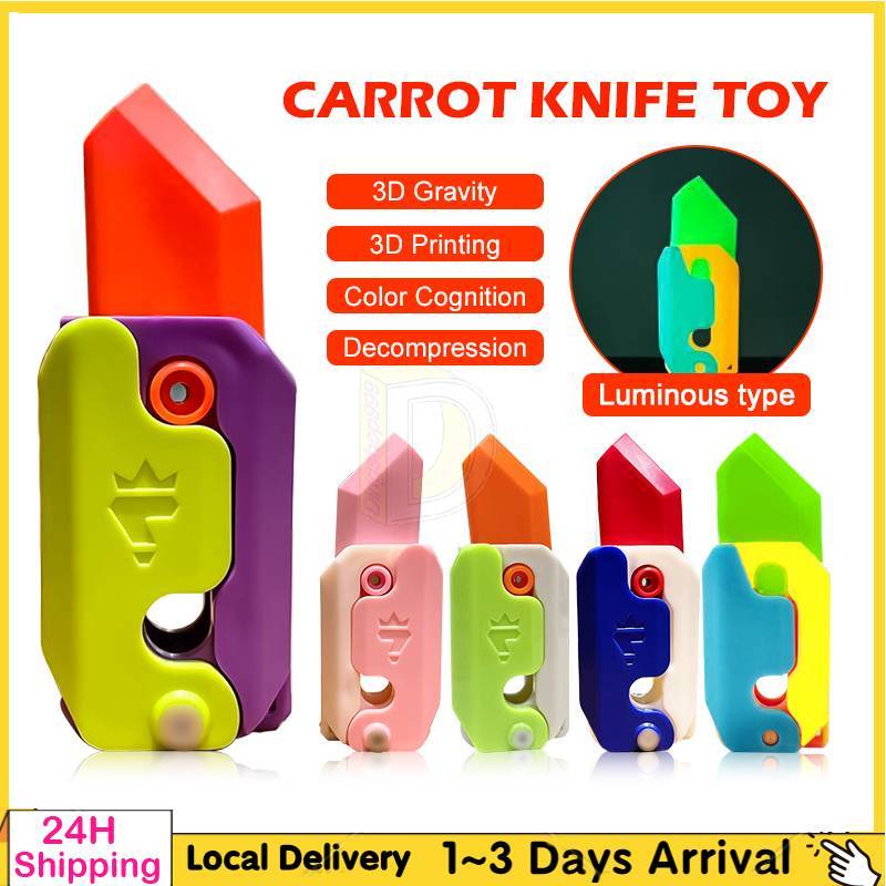 🎁New Year Gift 3D Mini Gravity Carrot Knife Toys Funny Finger ...