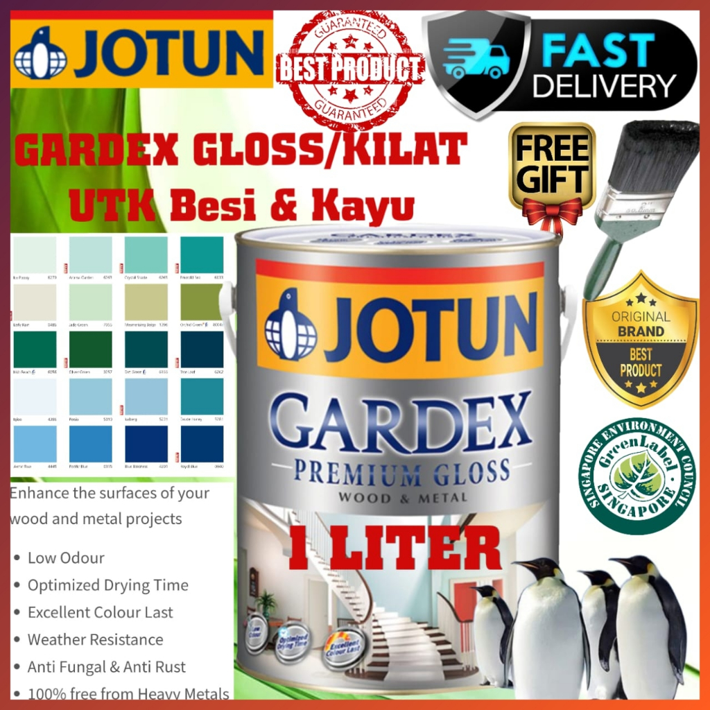 JOTUN 1 LITER GARDEX GLOSS FINISH WOOD METAL DOOR GATE PAINT / CAT MINYAK KILAT PINTU PAGAR ...