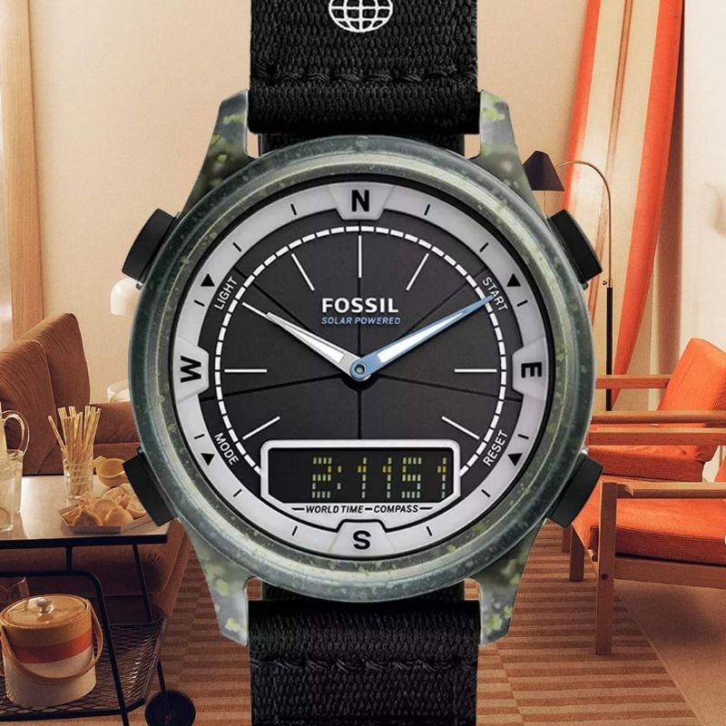 Fossil Solar-Powered Analog-Digital Black rPET Watch FS5913 | Shopee ...