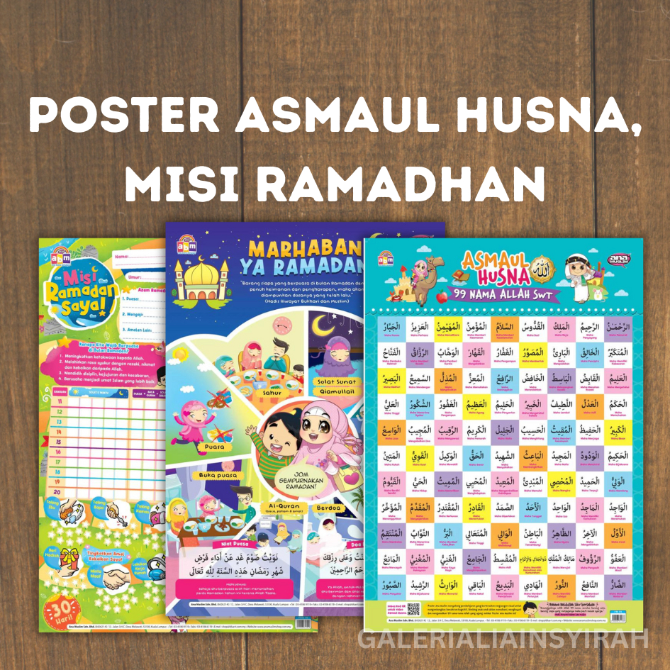 Poster ANA MUSLIM Asmaul Husna Poster Ramadan ABM Alat Bantu Mengajar ...