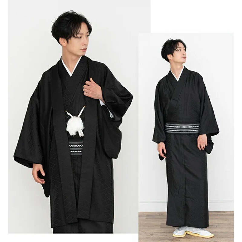 Black Japanese Traditional Samurai Kimono for Men ( not include belt ...
