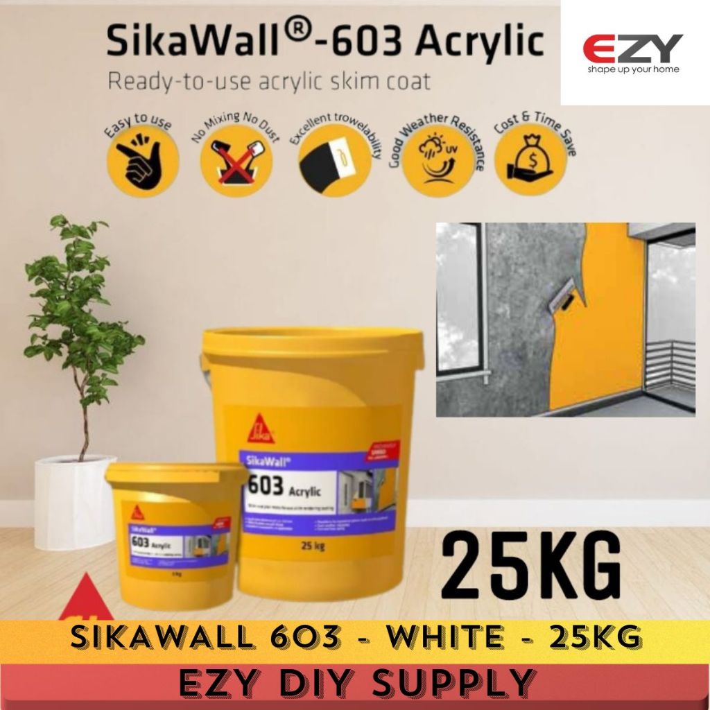 (25kg) Sikawall 603 Skim Coat Plus Ready Use For Surface Smoothing ...
