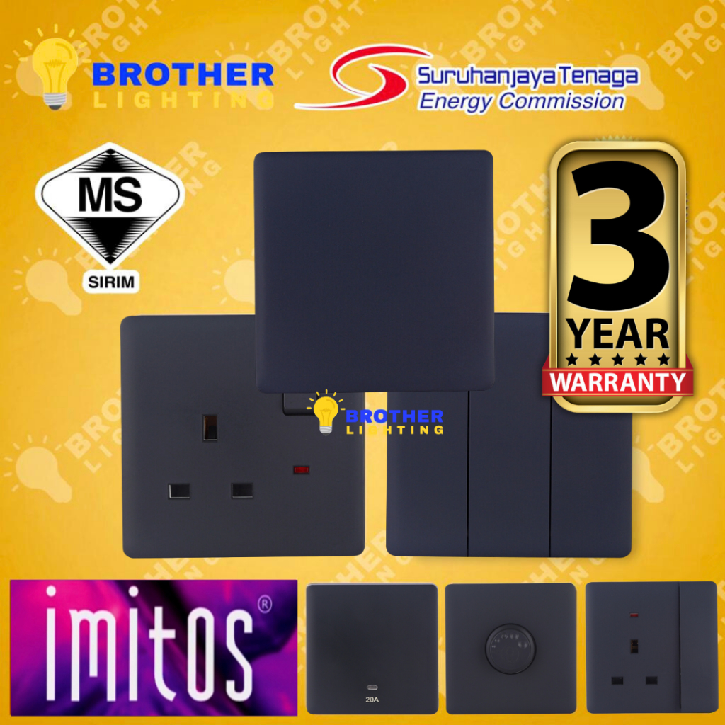 [SIRIM] Black imitos BR Series Switch Suis Socket Wall Switches Slim ...