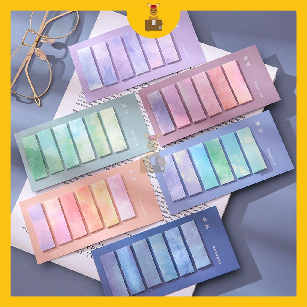 6 Sheets Self Adhesive Paper Sticky Note Special Color Student Sticky ...