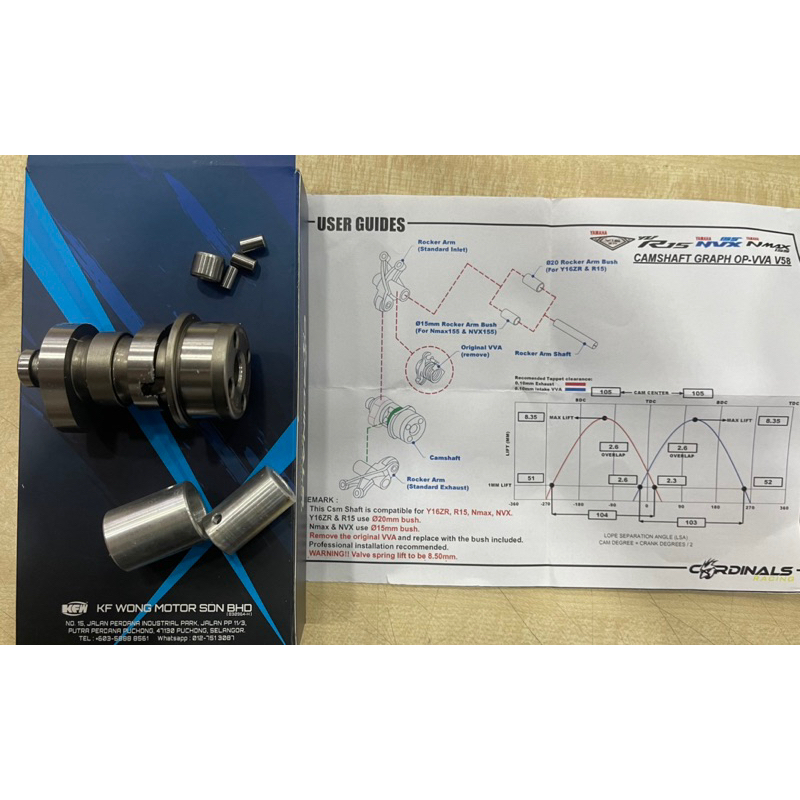 CARDINALS RACING YAMAHA Y16 R15 NMAX NVX155 V58 OVERLAP VVA RACING CAM ...