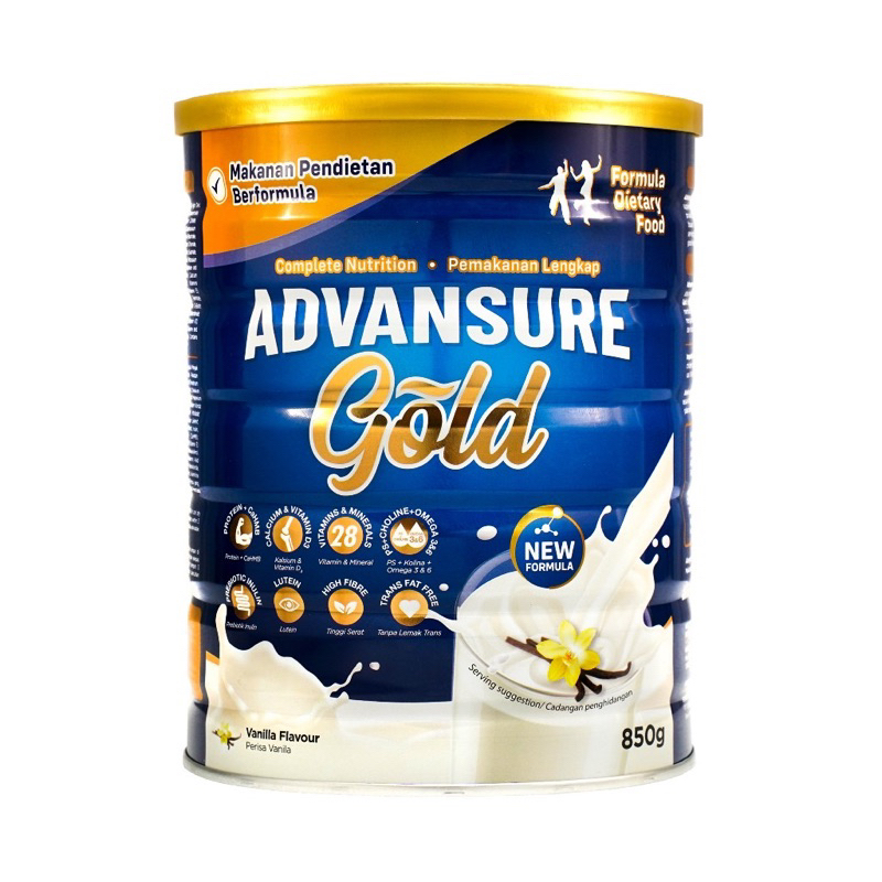 Advansure Gold Complete Nutrition Vanilla Flavour (850g) | Shopee Malaysia