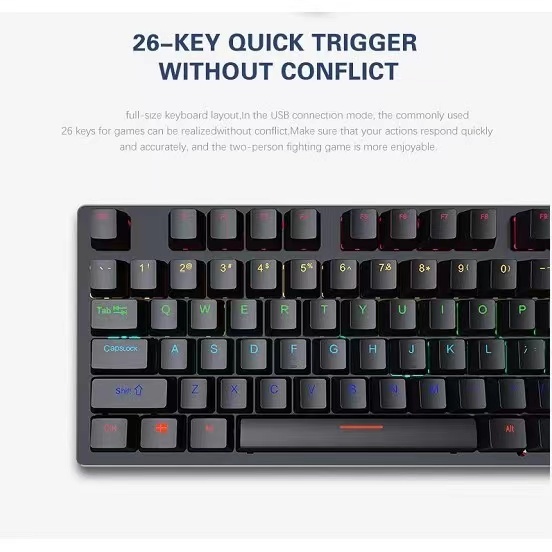 Leaven K550 Real Mechanical Keyboard TKL 80% Gaming Keyboard 87 Keys Mix Color Keycap Blue ...