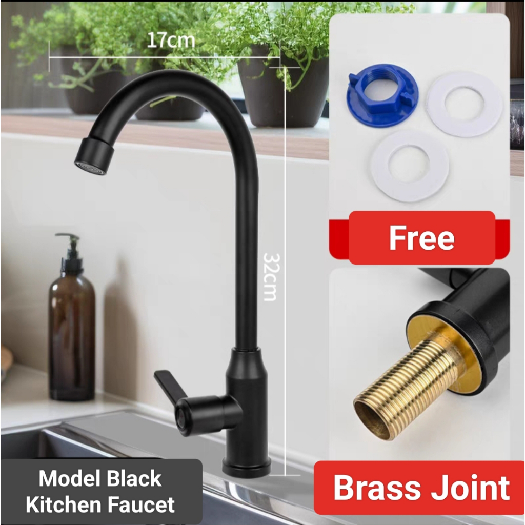 Black Roller Easy turn Kitchen sink faucet stainless steel Hitam sinki ...