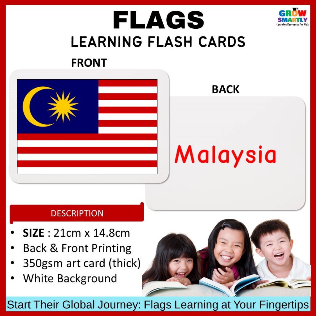 Malaysia Flag Flash Card Malaysia Bendera Malaysia Besar Asean Flags ...