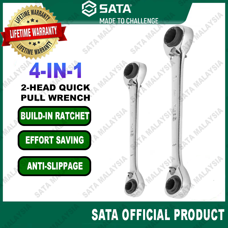 SATA 4-In-1 2-Head Quick Pull Wrench Double Box Ratcheting Wrench 4 ...