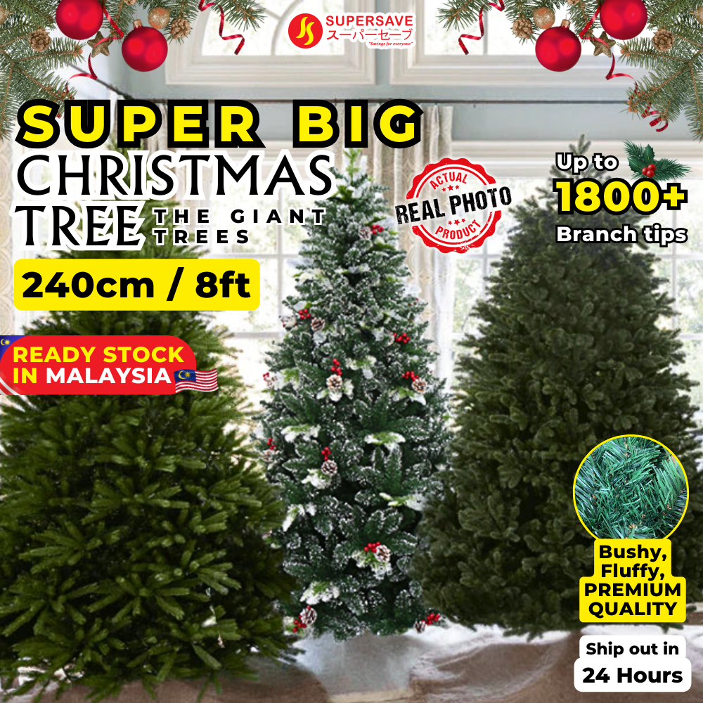 SUPERSAVE 240cm / 8ft Christmas Tree Decoration Pokok Krismas Christmas ...