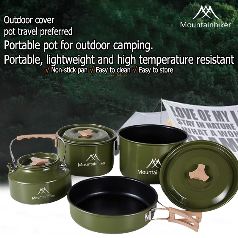 🔥Ready stock🔥 MOUNTAINHIKER 3pcs / 4pcs Camping Cookware Set Cooking ...