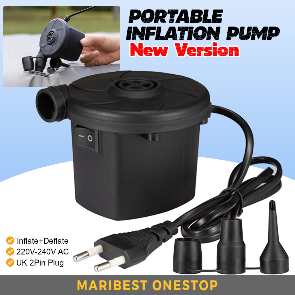 HT-196 PORTABLE ELECTRIC AC AIR INFLATION PUMP INFLATE DEFLATE FOR POOL BED MATTRESS | Shopee ...