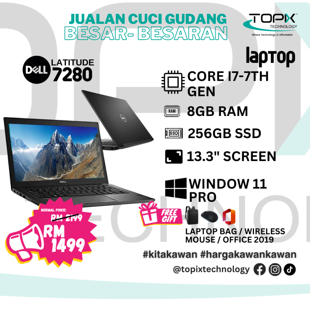 [LAPTOP] Dell Latitude 7280 | Intel Core i7-7th Gen | 8GB RAM | 256GB ...