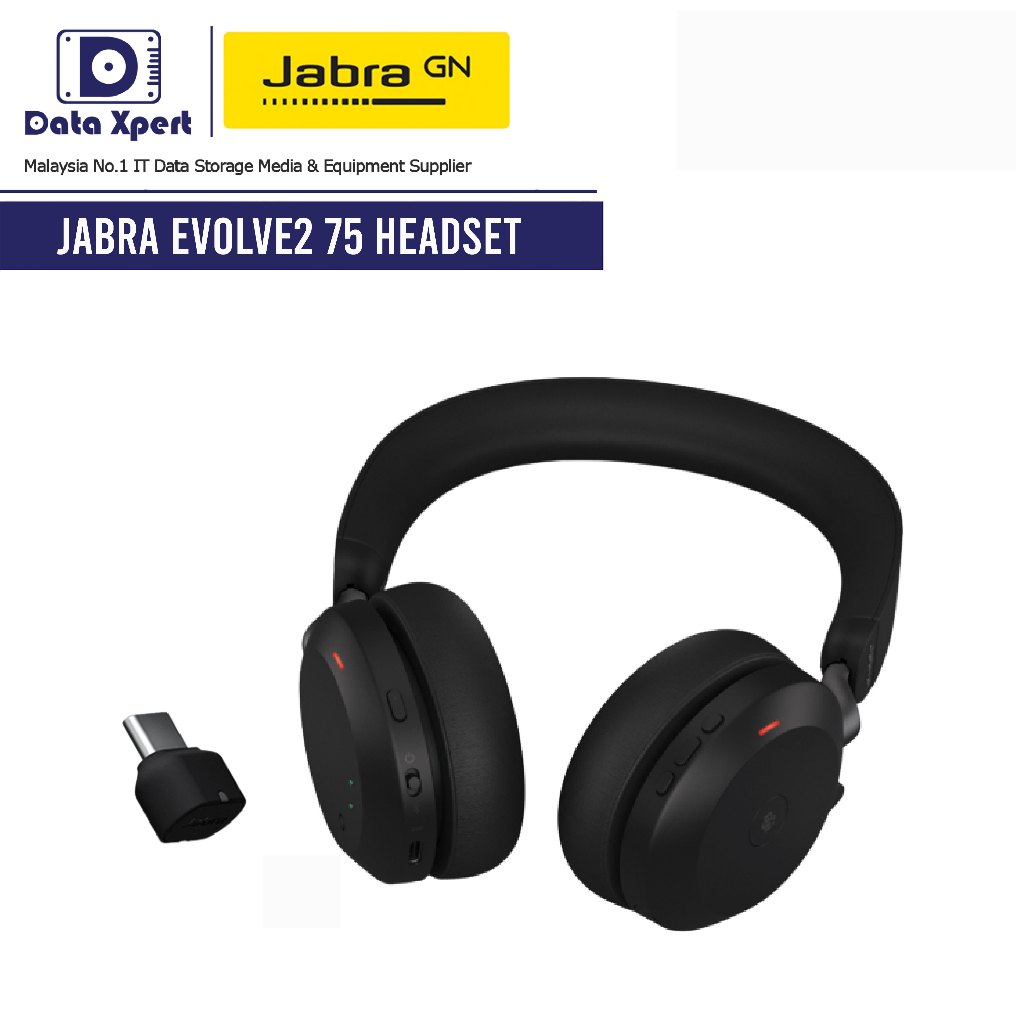 Jabra Evolve2 75 Stereo Professional Wireless Advance Active Noise Cancelling Headset with ...