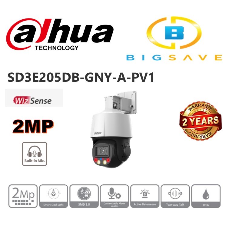 DAHUA 2MP SD3E205DB-GNY-A-PV1 5X TIOC WIZSENSE NETWORK PTZ CAMERA ...