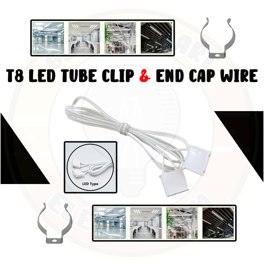 4Feet T8 End Cap Wire (White) [100% FULL COPPER] Terry Clip For T8 ...
