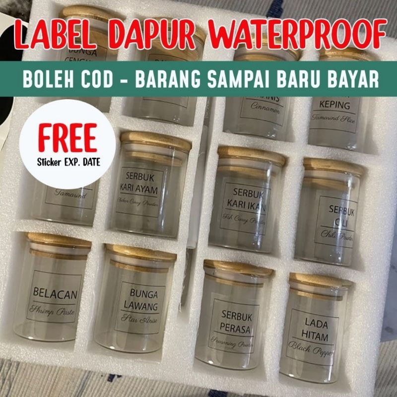 54pcs Sticker Dapur Waterproof Readymade Dwibahasa Saiz 5cm x 5cm ...