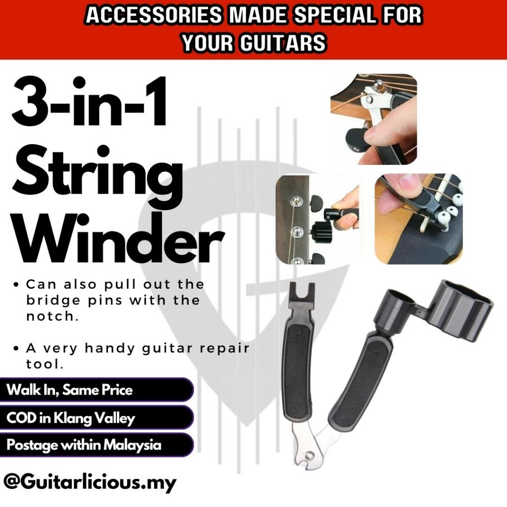 Multifunctional 3 in 1 String Winder guitar peg winder pin puller ...