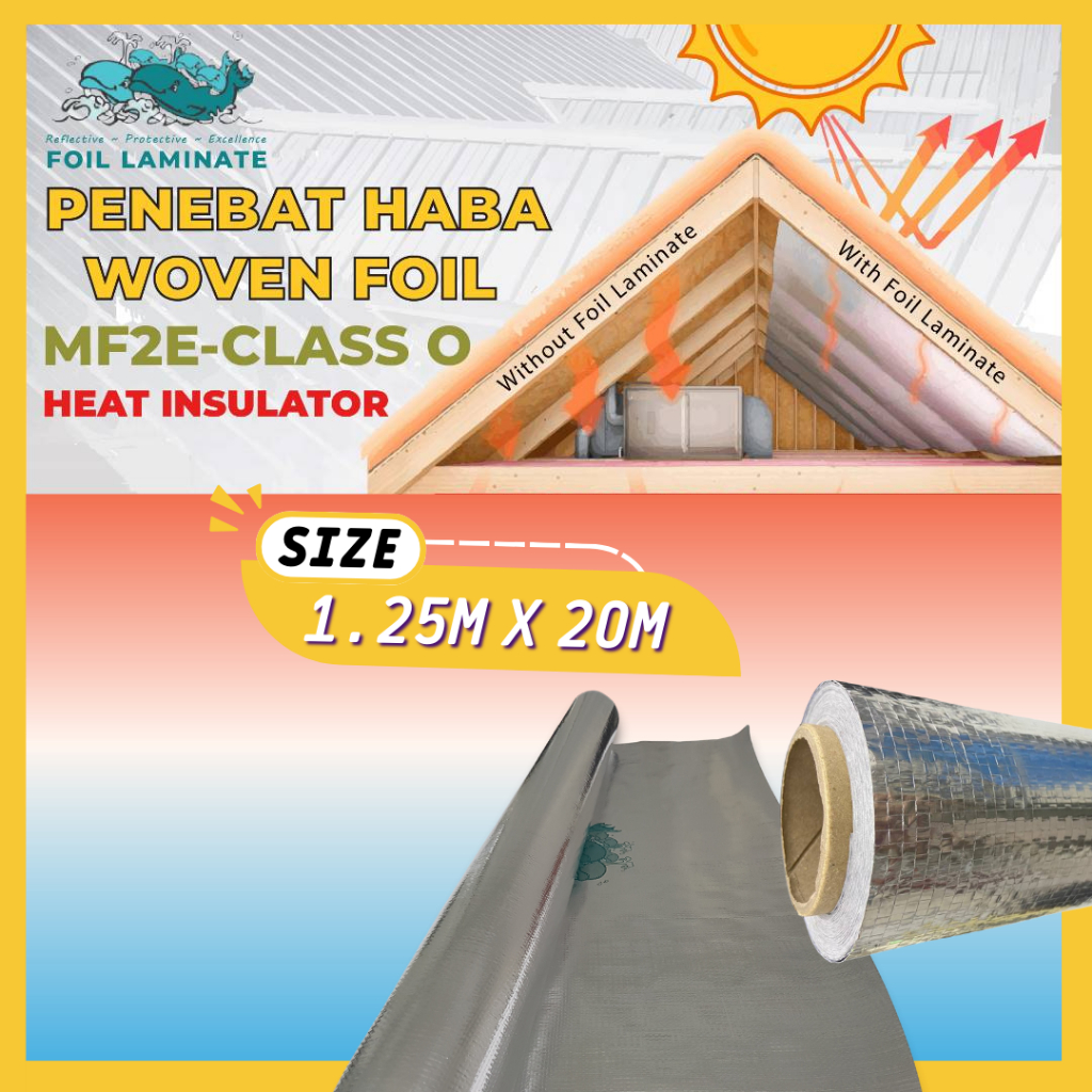 MF2E Class O Aluminium Foil Woven Foil (20M-L) Penebat Haba Bumbung ...