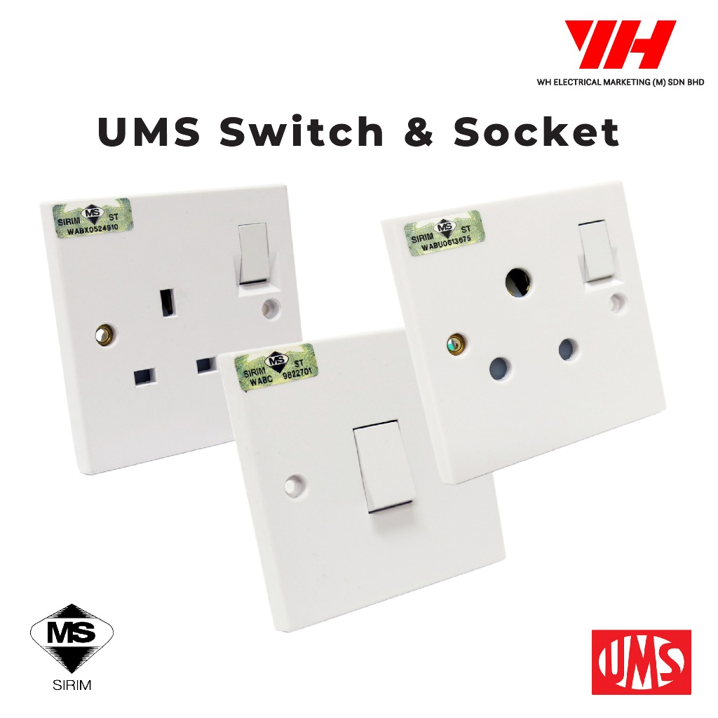 UMS Electrical Switches & Sockets [MS SIRIM] (White) || Suis | Shopee ...