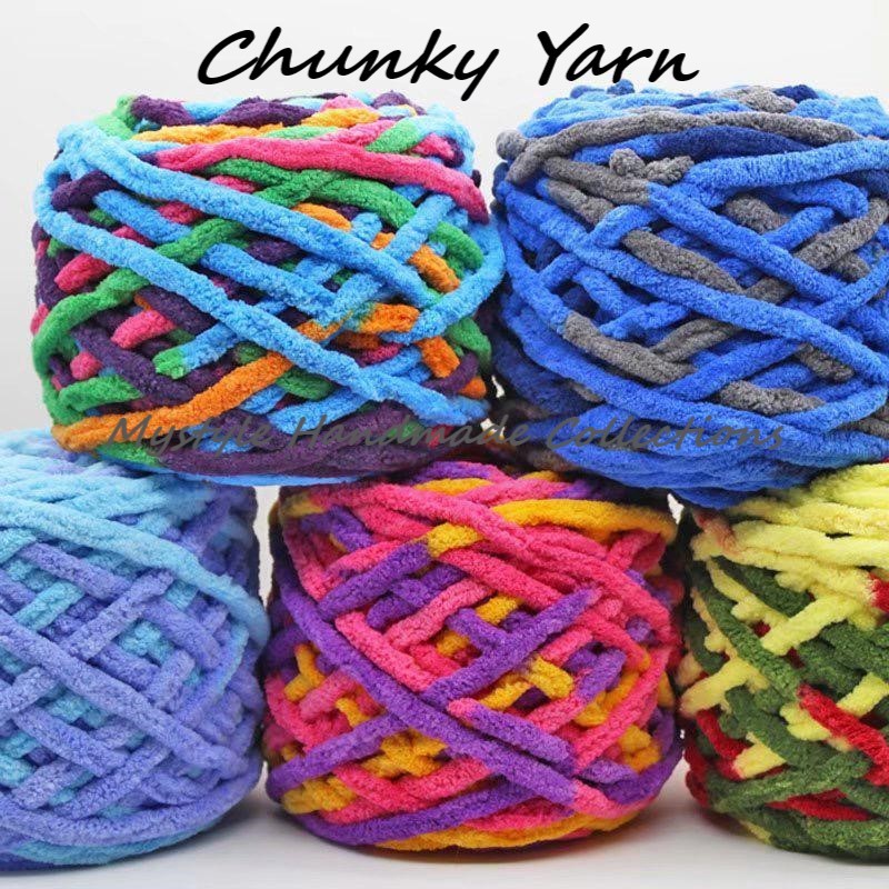 Colorful Chunky Yarn Microfiber Polyester Soft Yarn, Benang Lembut ...