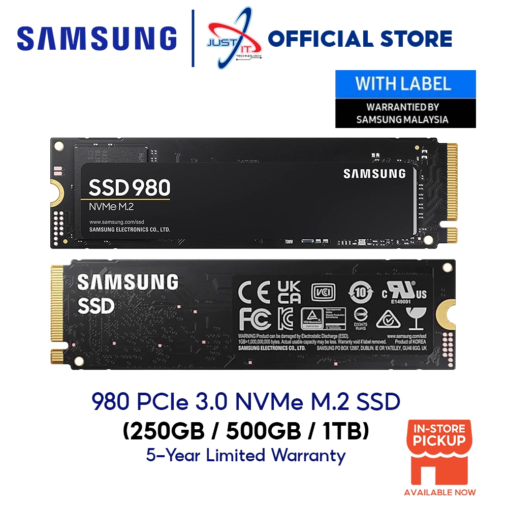SAMSUNG 980 PCIe 3.0 NVMe M.2 SSD ( 250GB / 500GB / 1TB ) | Shopee Malaysia